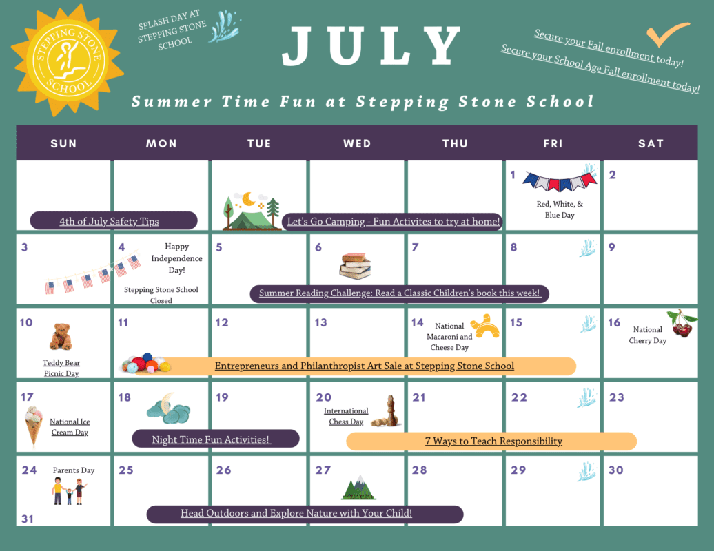 Calendar | Austin's Premier Early Childhood Education - Stepping Stone ...