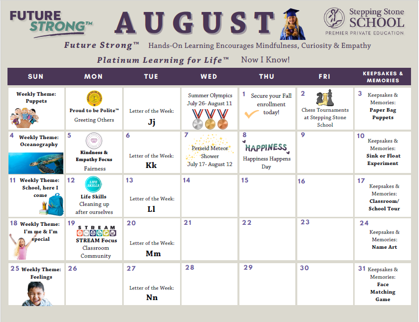 Calendar | Austin's Premier Early Childhood Education - Stepping Stone ...